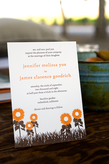 Jennifer +Â James Sunflower Wedding Invitations