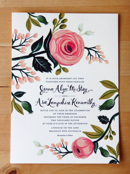 Jenna + Asa's Floral Wedding Invitations from Rifle Paper Co.
