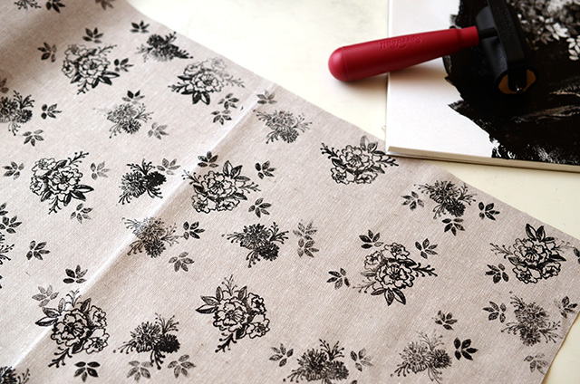 DIY Printed Fabric with Rubber Stamps