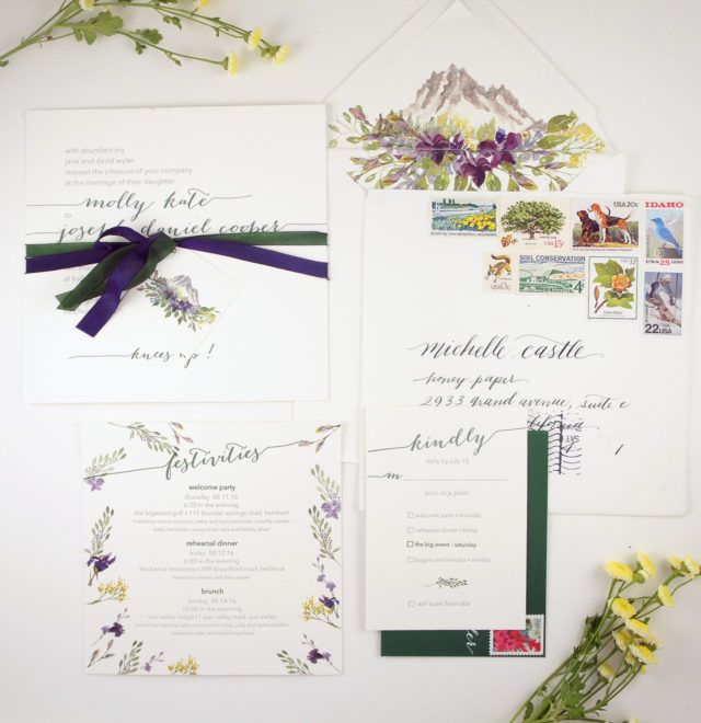 Illustrated Wildflower Wedding Invitations