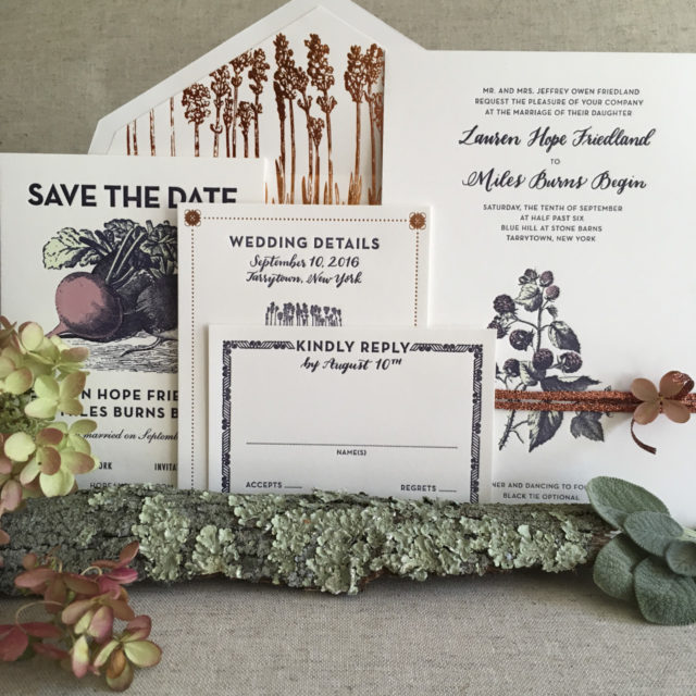 Illustrated Farm to Table Inspired Wedding Invitations