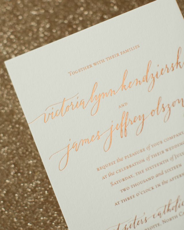Rustic Boho Wood and Copper Foil Wedding Invitations