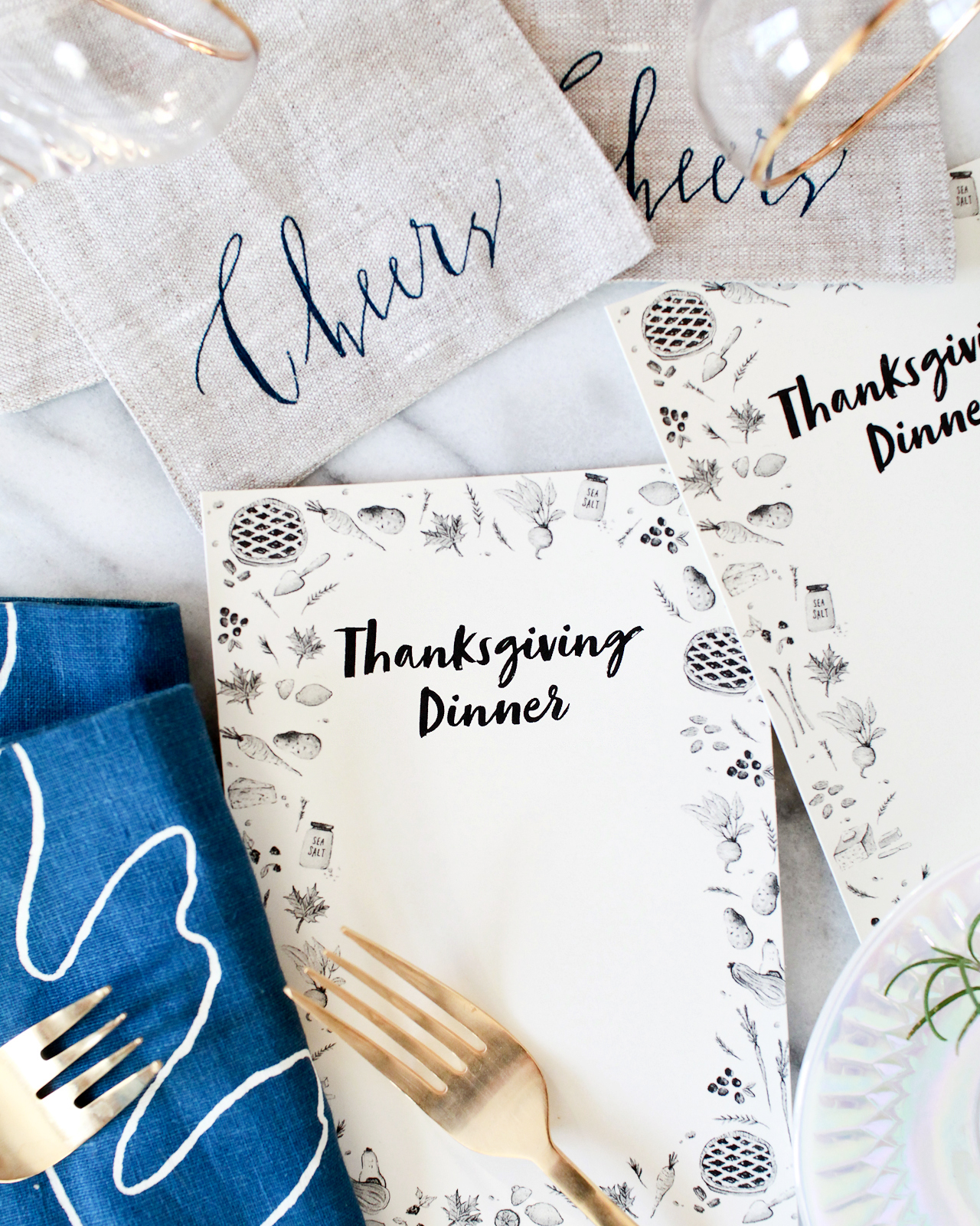 Illustrated Printable Thanksgiving Dinner Menu