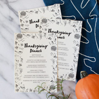 Illustrated Printable Thanksgiving Dinner Menu