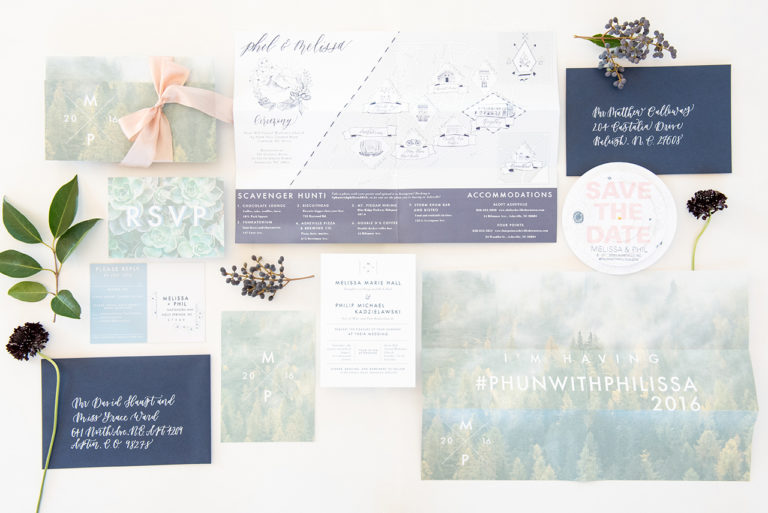 Playful Mountain-Inspired Wedding Invitations