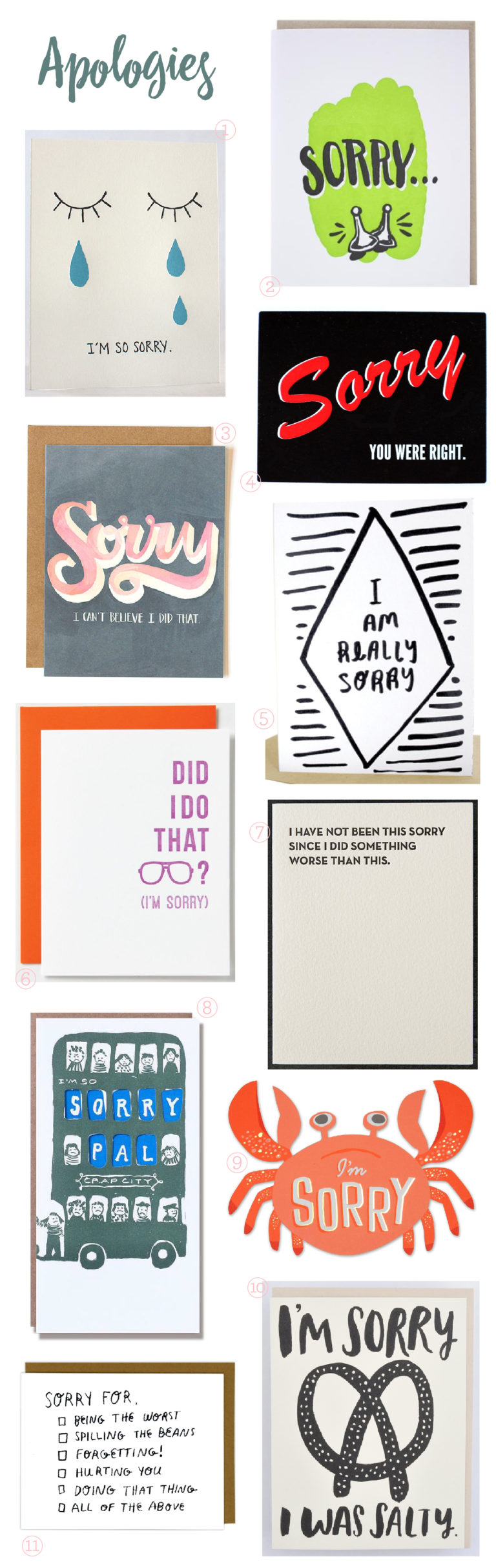 Stationery A-Z: Sorry and Apologies