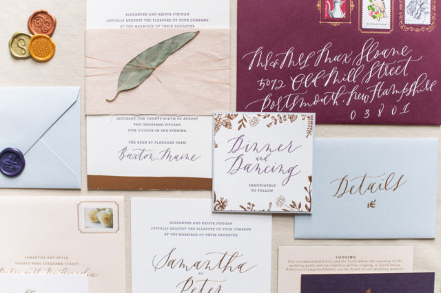 Romantic Copper Foil Wedding Invitations