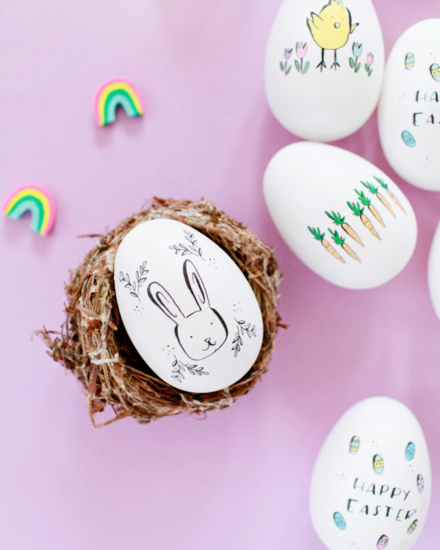 DIY Illustrated Temporary Tattoo Easter Eggs