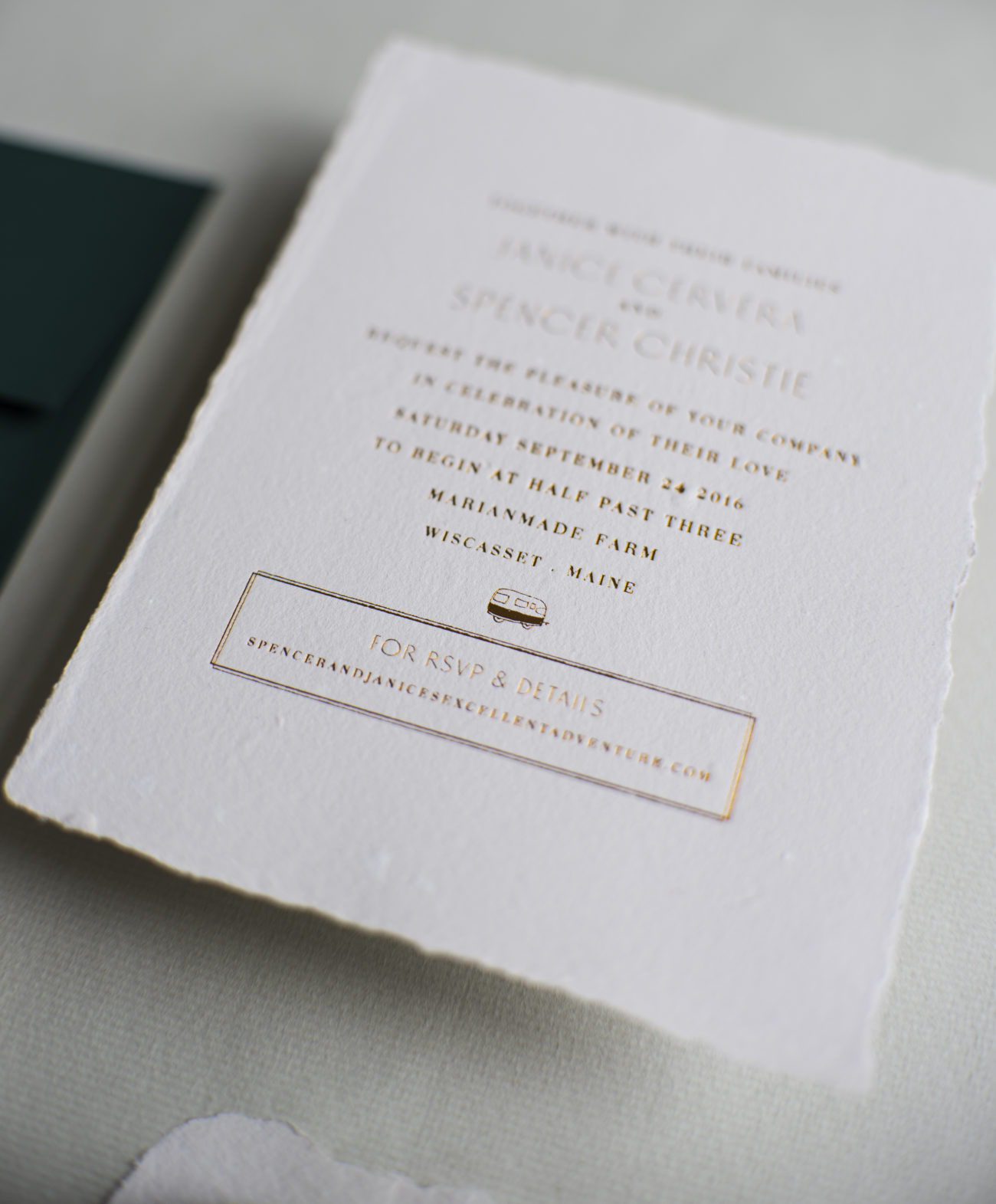 Elegant Copper Foil Wedding Invitations on Handmade Paper