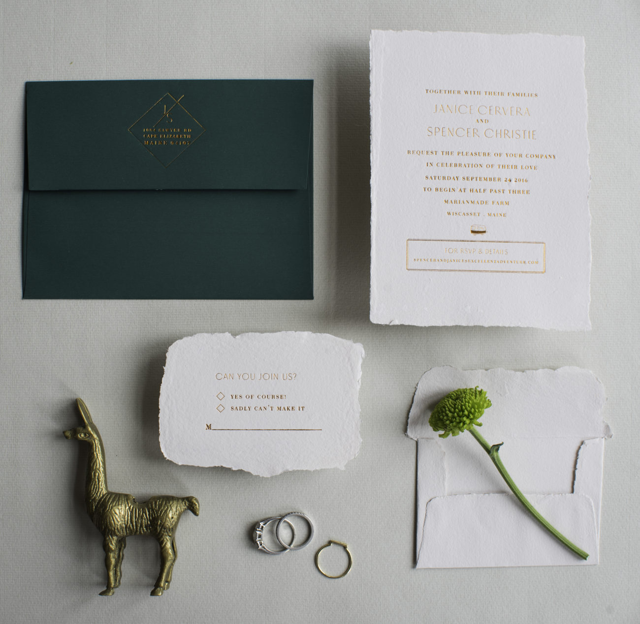 Elegant Copper Foil Wedding Invitations on Handmade Paper