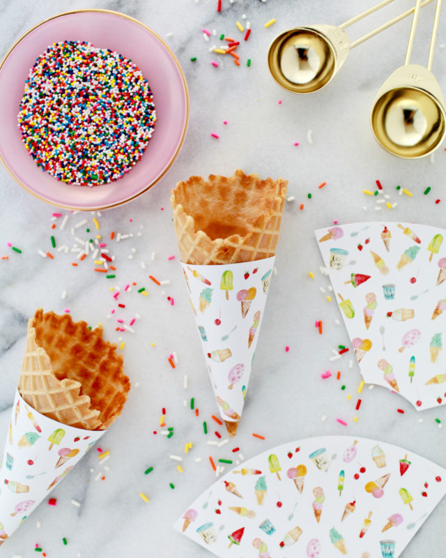 Printable Illustrated Ice Cream Cone Wrappers