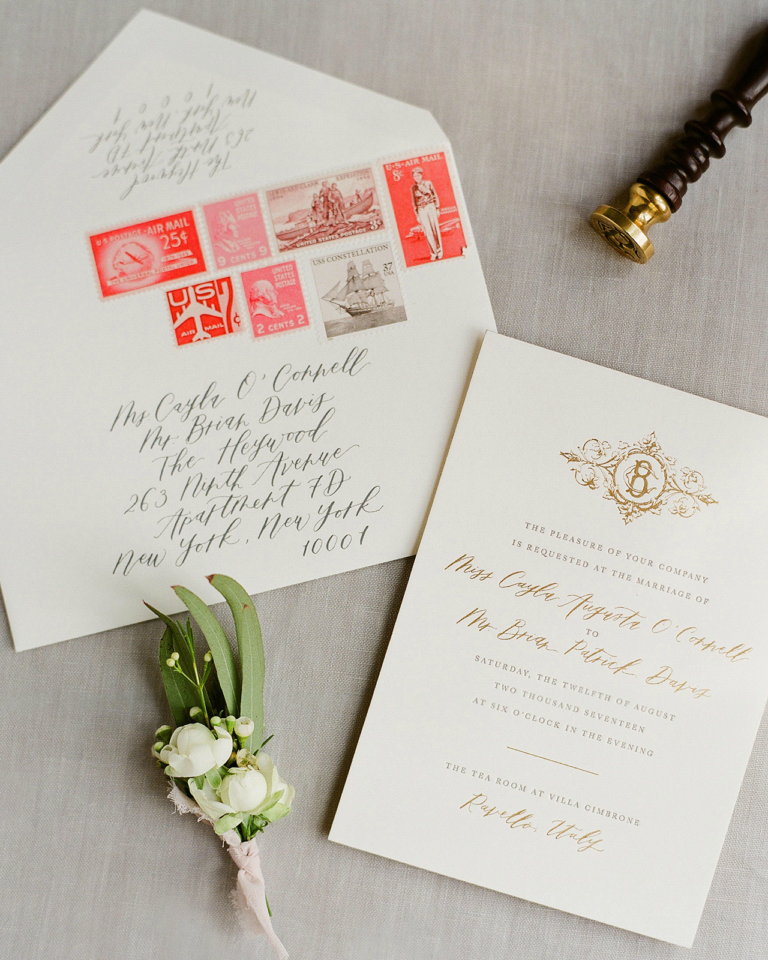 Classic Neutral Italian Destination Wedding Invitations