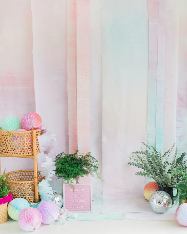 DIY Rainbow Watercolor Crepe Paper Backdrop