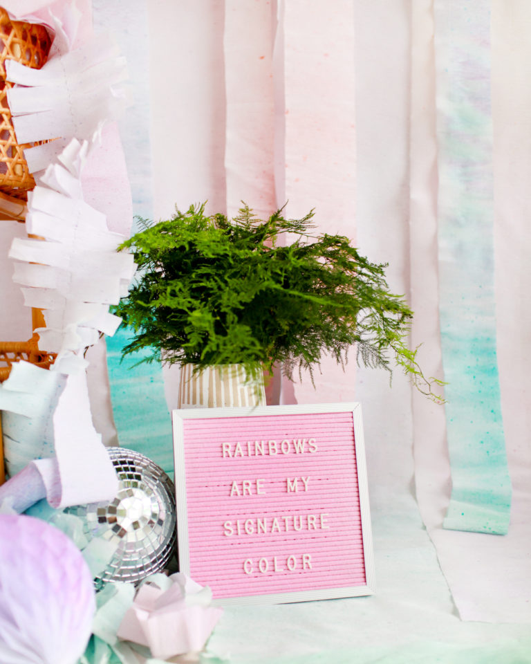 DIY Rainbow Watercolor Crepe Paper Backdrop