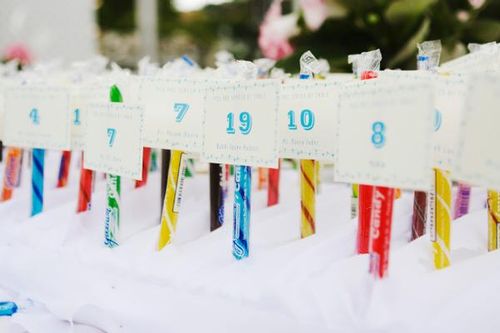 Fun Wedding Table Numbers Escort Card Idea